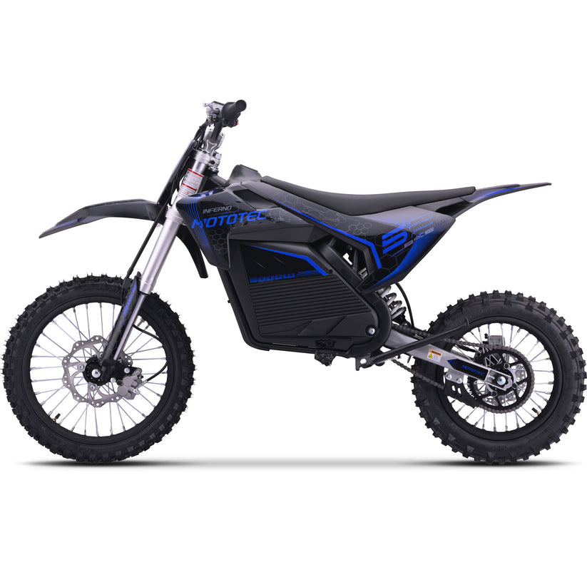 MotoTec 72v 5000w Lithium Pro Electric Dirt Bike – Blue | Powerful Off – Dirt Moto Bikes